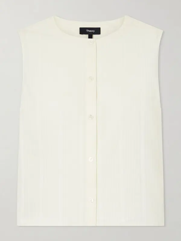 Theory Striped Cotton-voile Tank