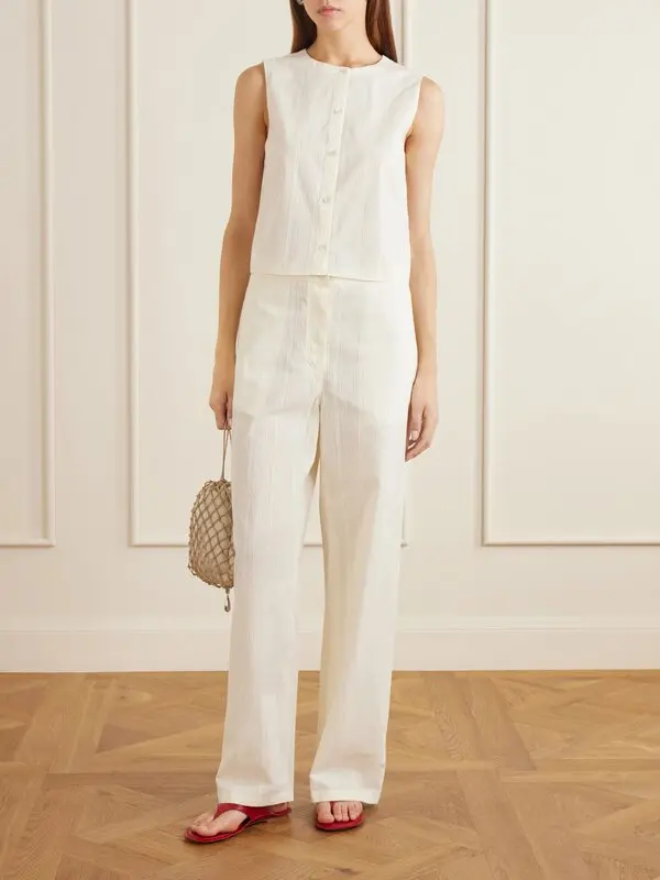 Theory Striped Cotton-voile Tank