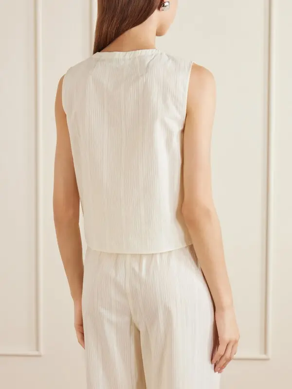 Theory Striped Cotton-voile Tank
