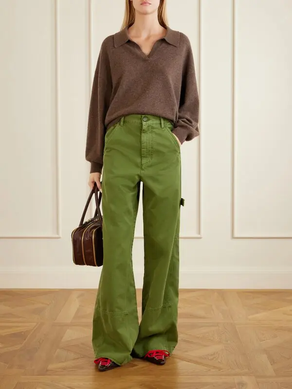 Marni Cotton Drill Wide-leg Cargo Pants - Green