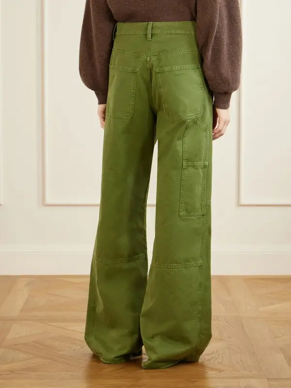 Marni Cotton Drill Wide-leg Cargo Pants - Green