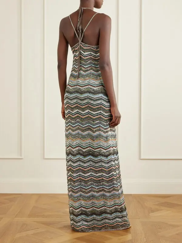 Missoni Striped Metallic Crochet-Knit Maxi Dress - Multi