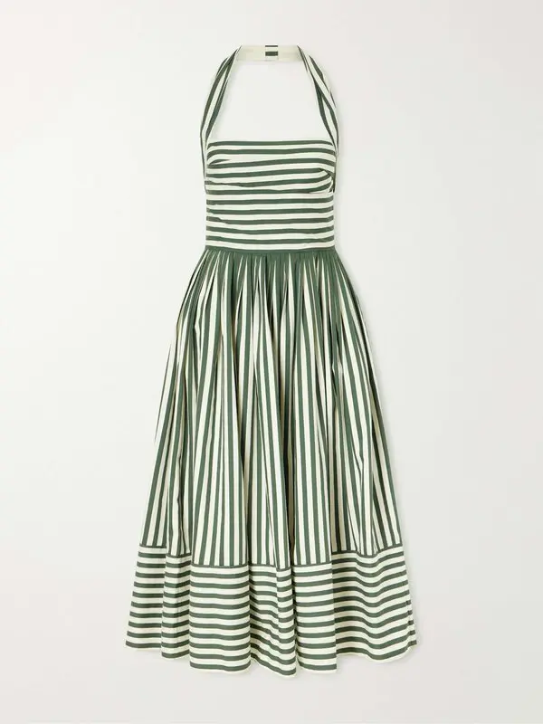 Carolina Herrera Striped Cotton-blend Midi Dress