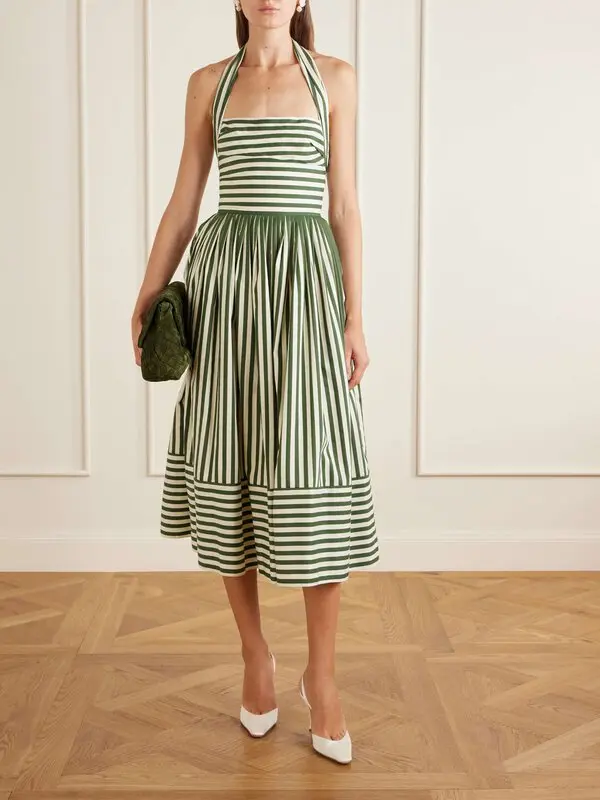 Carolina Herrera Striped Cotton-blend Midi Dress