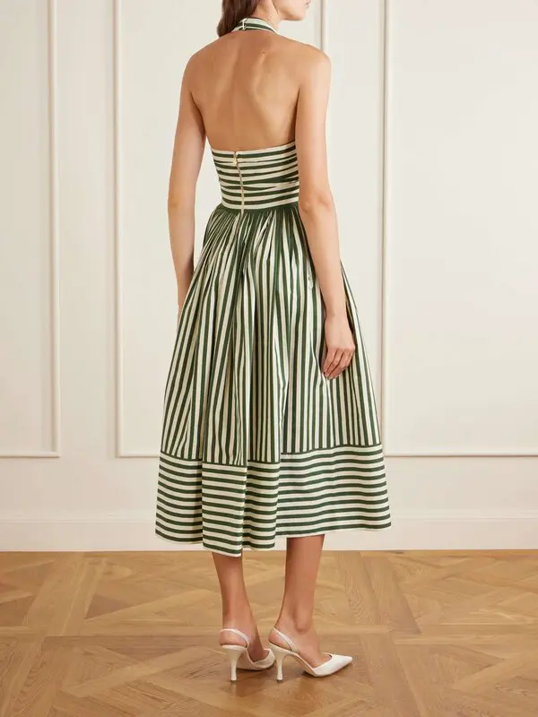 Carolina Herrera Striped Cotton-blend Midi Dress