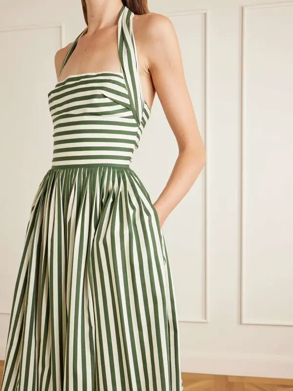 Carolina Herrera Striped Cotton-blend Midi Dress