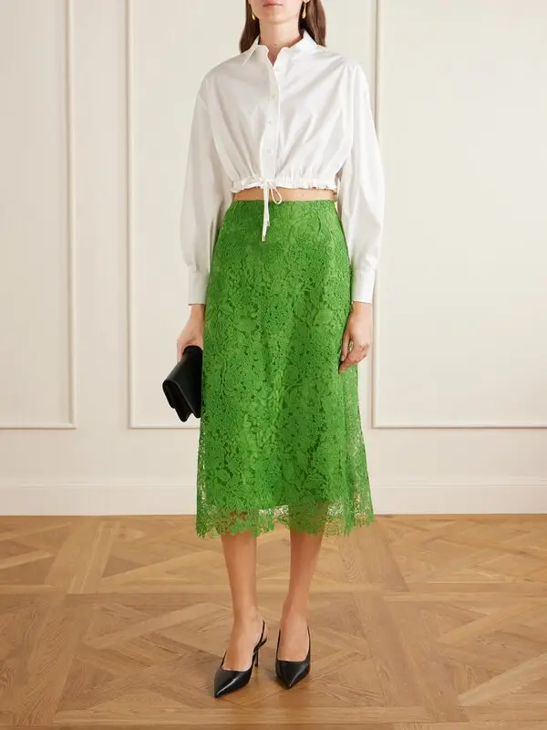Carolina Herrera Cropped Cotton-blend Blouse With Billowing Sleeves