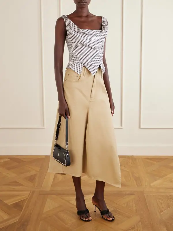 VIVIENNE WESTWOOD Asymmetrical Striped Cotton Poplin Blouse - Gray