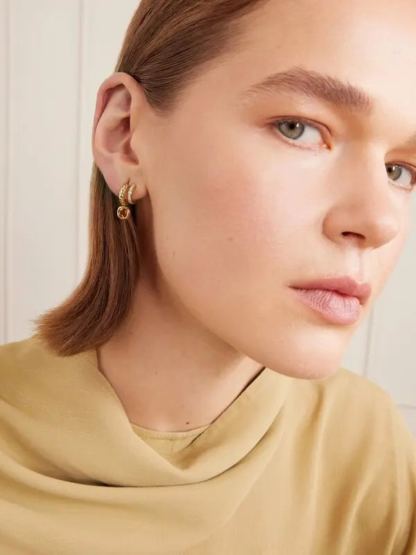 David Yurman 18-karat Diamond And Citrine Earrings
