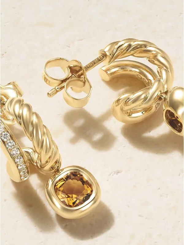 David Yurman 18-karat Diamond And Citrine Earrings