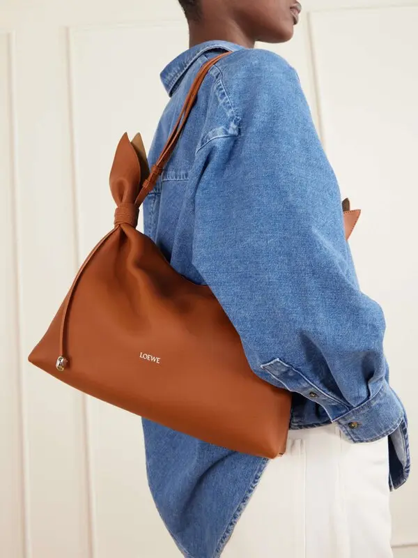 Loewe Scarf Medium Knotted Leather Shoulder Bag - Tan
