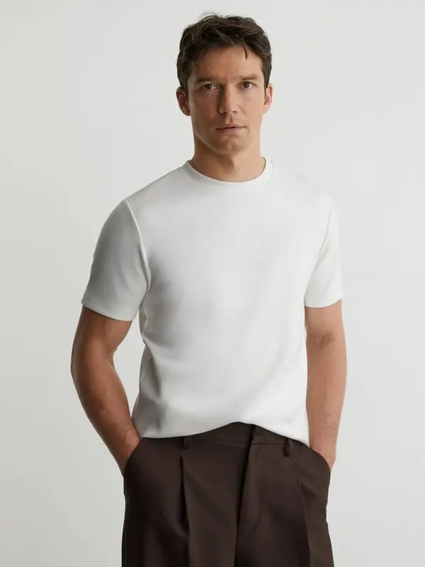 REISS Bradley Premium-interlock Modern-fit T-shirt - White