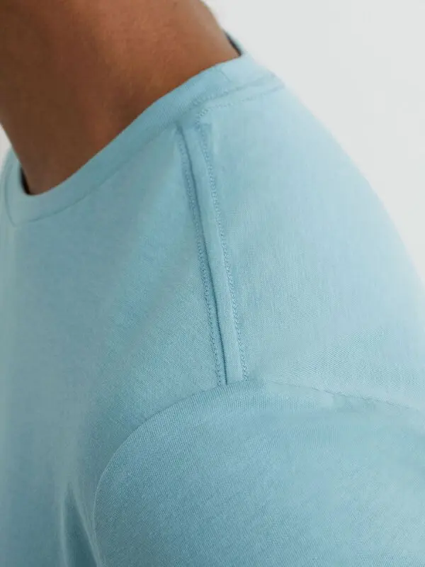 REISS Bless Cotton Crew-neck Tailored-fit T-shirt - Sea Blue