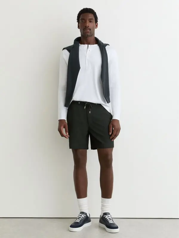 REISS Newmark Textured Drawstring Shorts - Dark Green