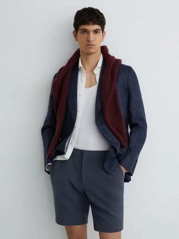 REISS Deck Drawstring Chino Shorts - Airforce Blue