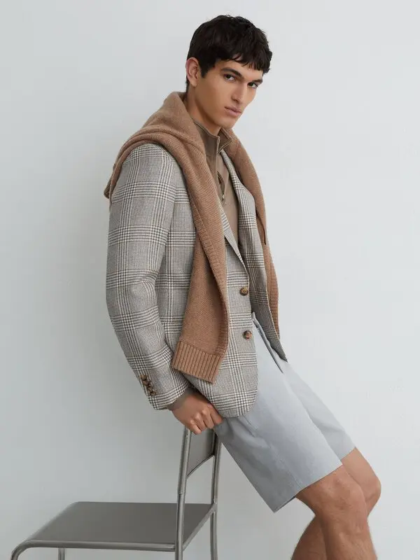 REISS Deck Drawstring Chino Shorts - Soft Grey