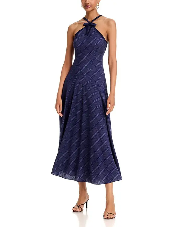 Aqua Plaid Halter Dress Exclusive