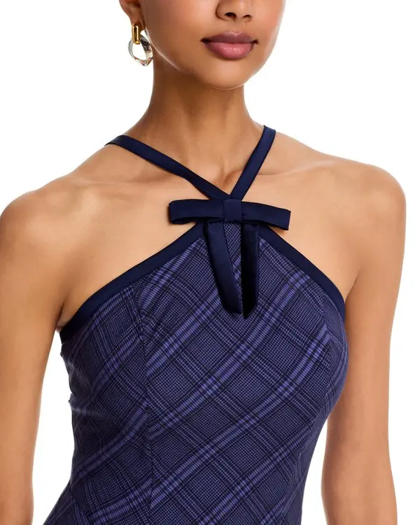 Aqua Plaid Halter Dress Exclusive