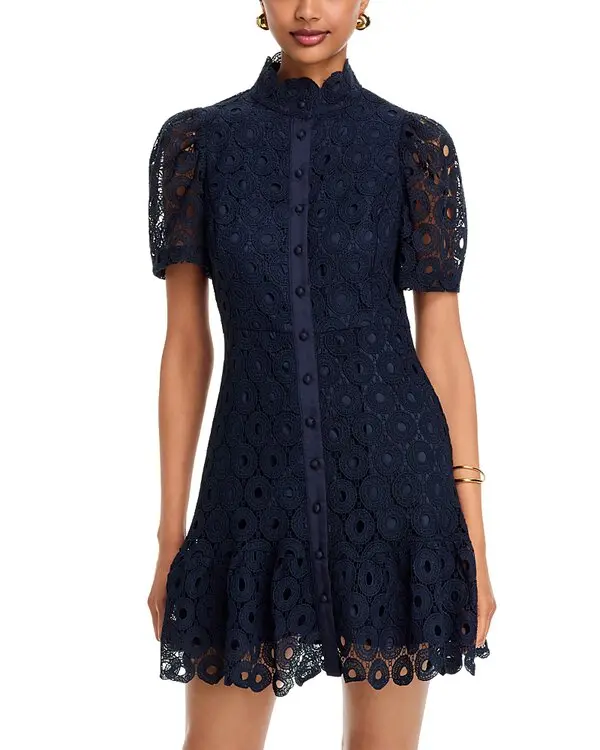 Aqua Geo Lace Short Sleeve Mini Dress Exclusive