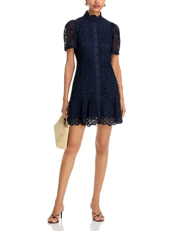 Aqua Geo Lace Short Sleeve Mini Dress Exclusive