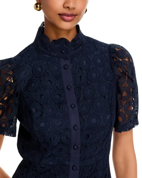 Aqua Geo Lace Short Sleeve Mini Dress Exclusive