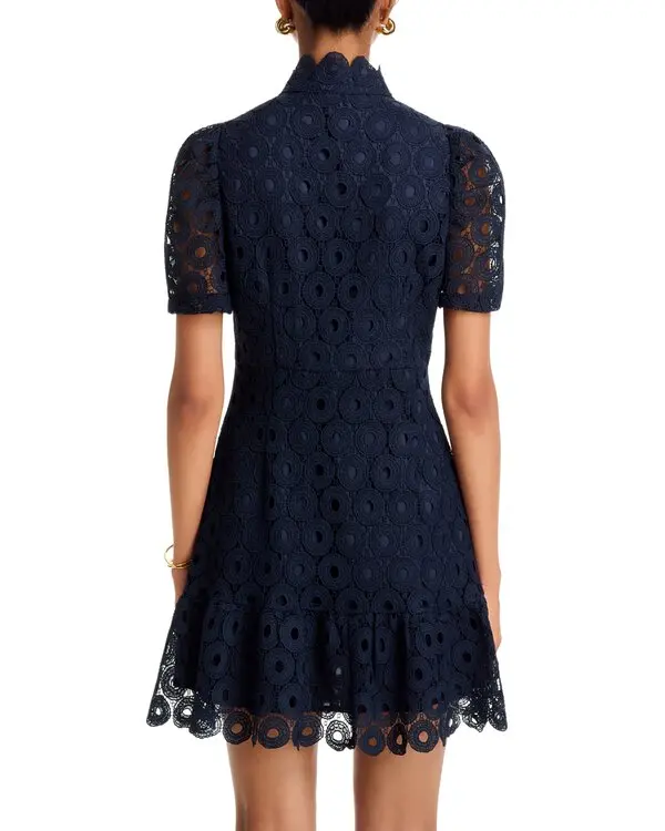 Aqua Geo Lace Short Sleeve Mini Dress Exclusive