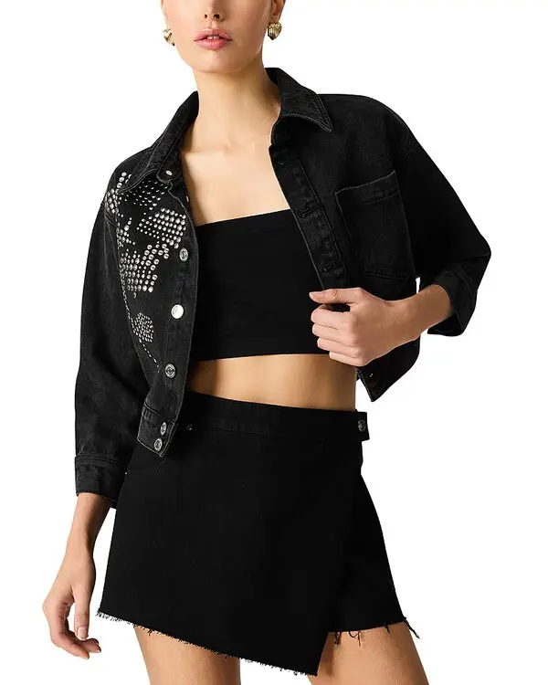 Steve Madden Embellished Cropped Denim Jacket