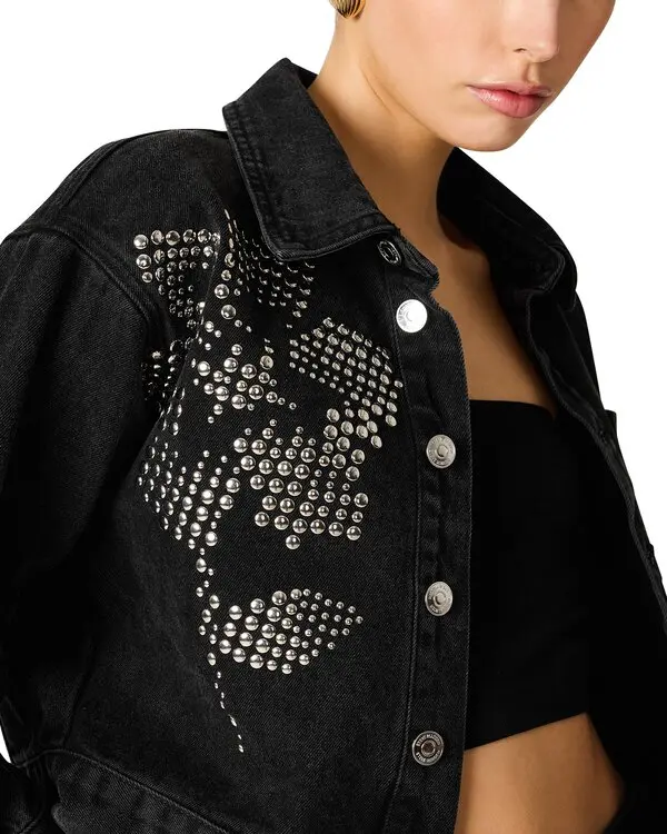 Steve Madden Embellished Cropped Denim Jacket