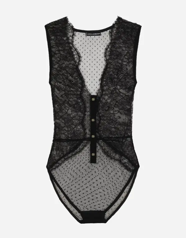 Dolce & Gabbana Lace Bodysuit With Plunging Neckline