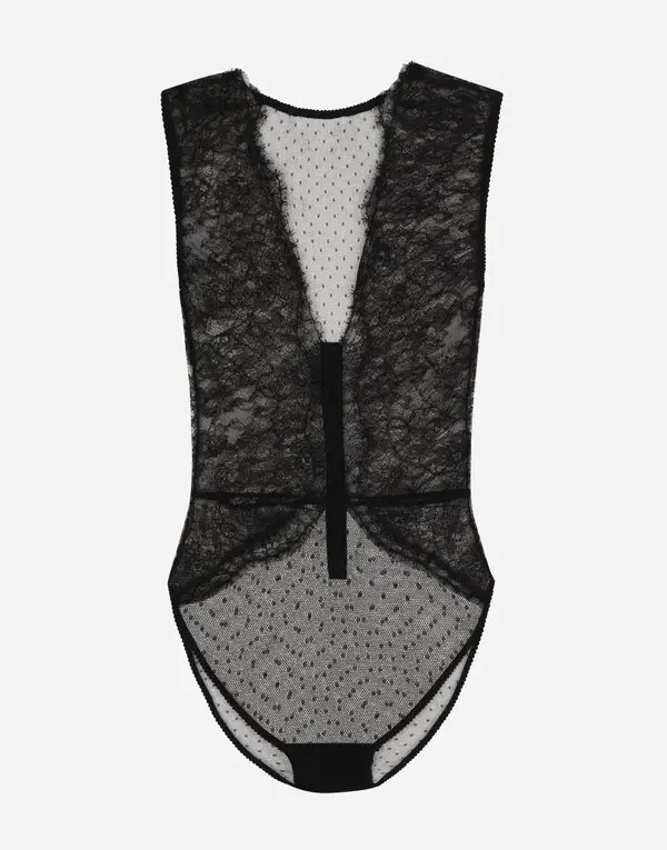 Dolce & Gabbana Lace Bodysuit With Plunging Neckline