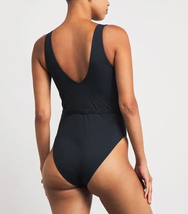 Tory Burch Romy Belted V-neck One-piece Swimsuit