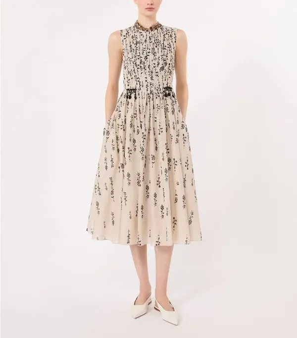 Max Mara Cotton Floral Midi Dress