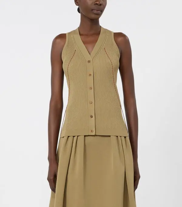 Max Mara Knitted Contrast-trim Waistcoat