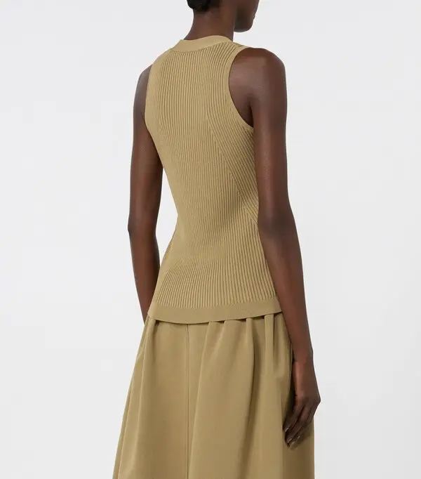 Max Mara Knitted Contrast-trim Waistcoat