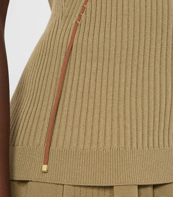 Max Mara Knitted Contrast-trim Waistcoat