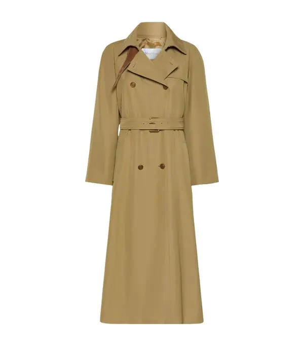 Max Mara Leather-trimmed Trench Coat - Brown
