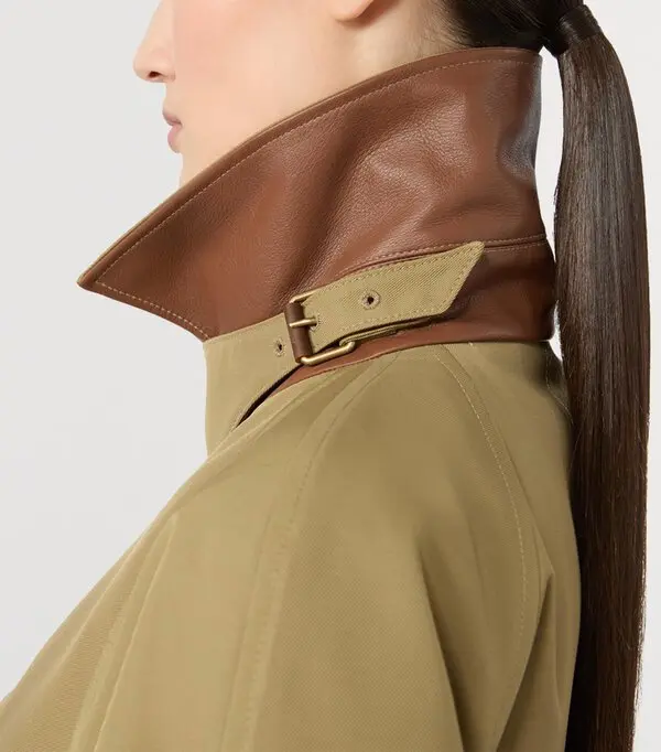 Max Mara Leather-trimmed Trench Coat - Brown