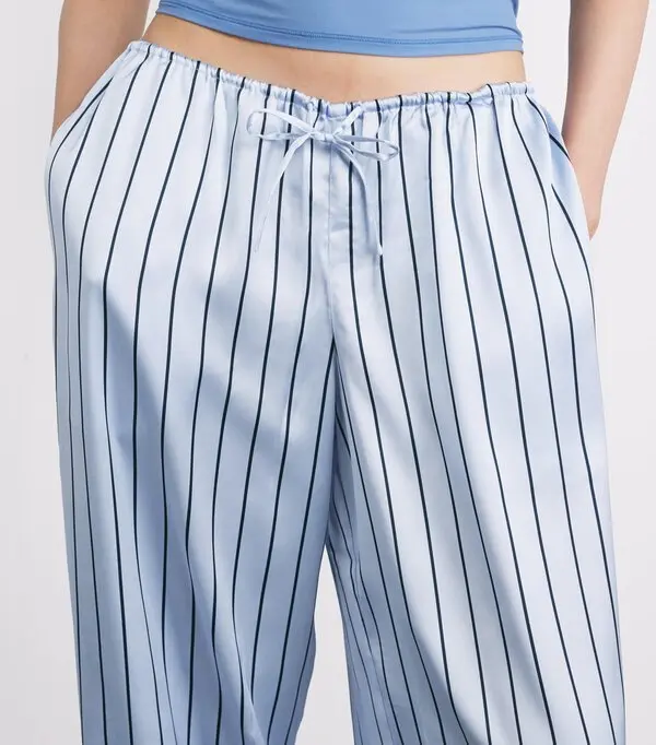 SKIMS Woven Shine Stripe Pyjama Bottoms - Blue