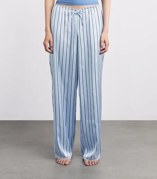 SKIMS Woven Shine Stripe Pyjama Bottoms - Blue