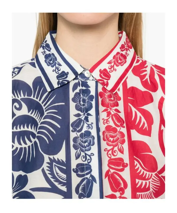Farm Rio Floral Print Short Sleeve Shirt - Multicolor