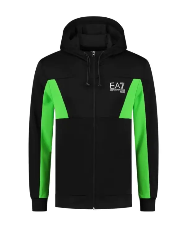 Emporio Armani Color-blocked Zip-up Hooded Jacket