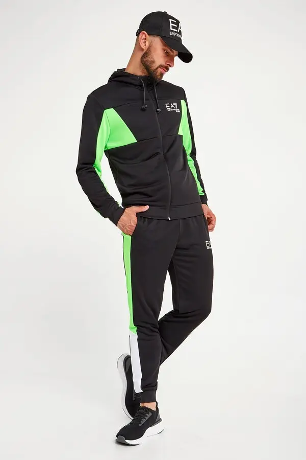 Emporio Armani Color-blocked Zip-up Hooded Jacket
