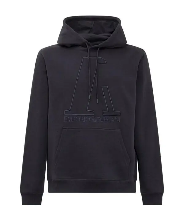 Emporio Armani Navy Blue Logo Embroidered Sweater