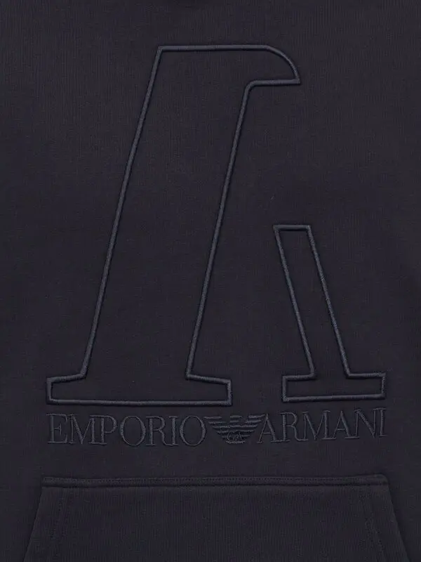 Emporio Armani Navy Blue Logo Embroidered Sweater