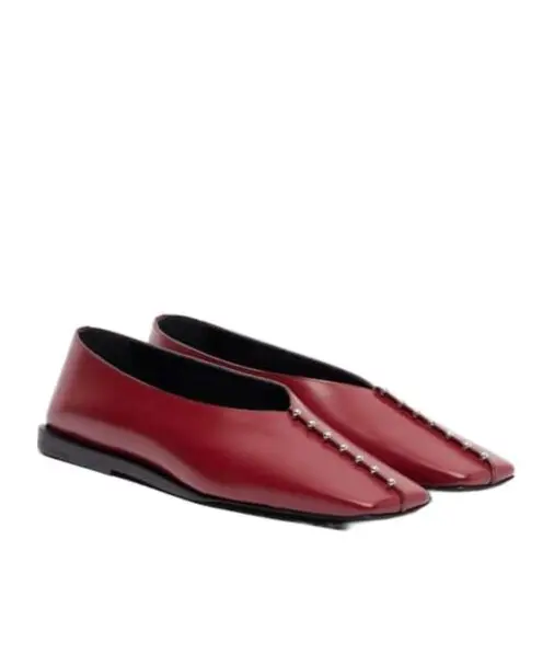 JIL SANDER Embellished Leather Ballet Flats