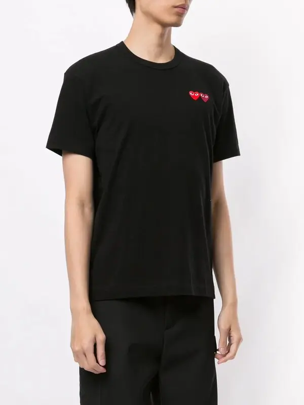 Play Comme Des Garcon Double Heart Appliquéd T-shirt
