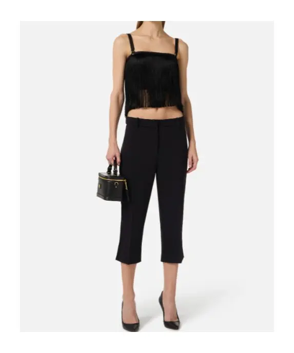 Elisabetta Franchi Cropped Satin-trim Trousers