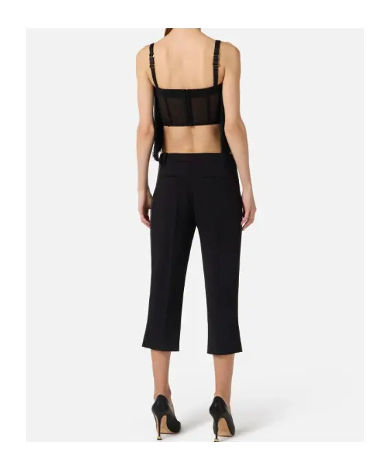 Elisabetta Franchi Cropped Satin-trim Trousers