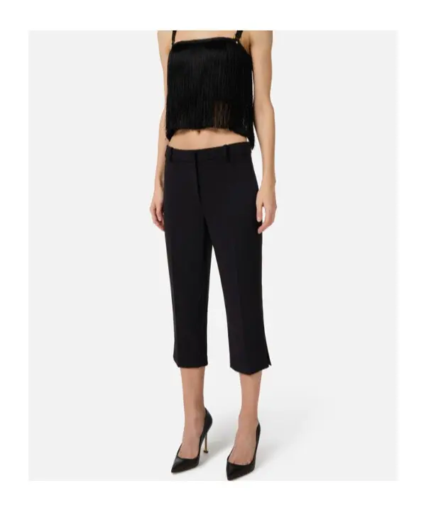 Elisabetta Franchi Cropped Satin-trim Trousers