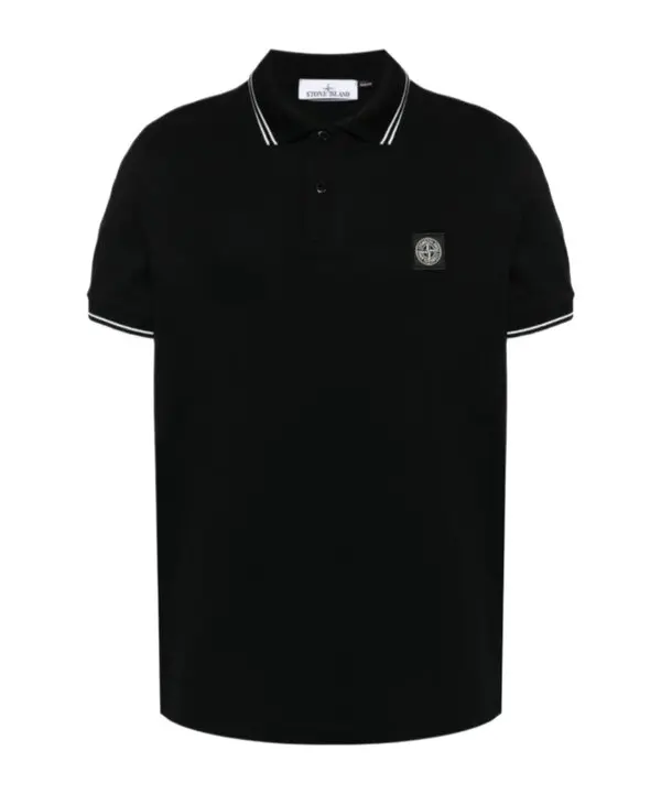 Stone Island Logo-patch Contrast-trim Polo Shirt